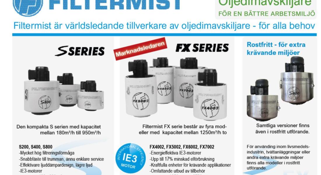 Filtermist oljedimavskiljare